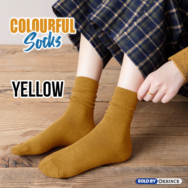 🇲🇾DESINCE Solid Color Socks Long Medium Length Socks High Sock Multi ...