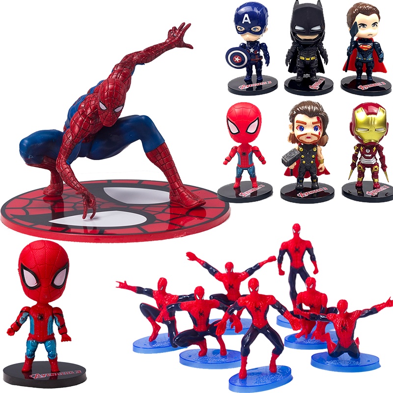7PCS/Set Marvel Superhero Spiderman Action Figure Q Version Spiderman ...