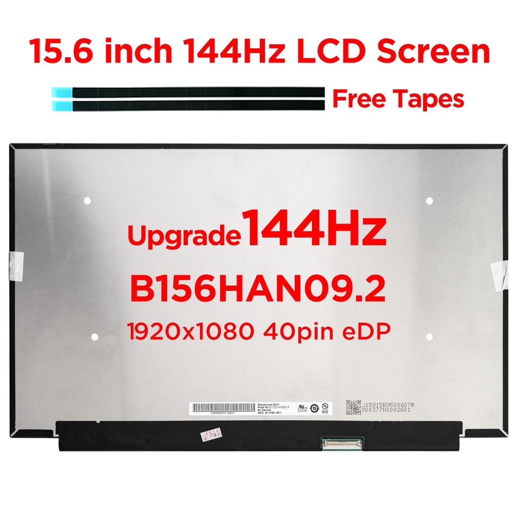 15.6" 144Hz Laptop LCD Screen B156HAN09.2 Fit NV156FHM-NY4 LP156WFG ...