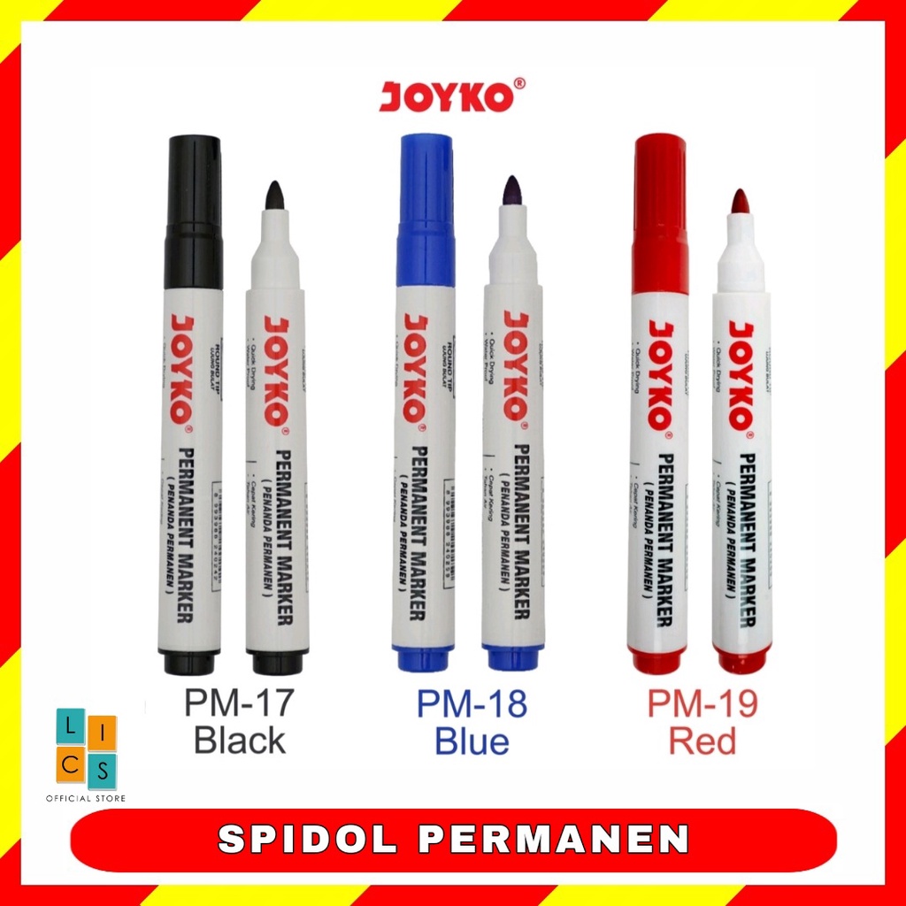 HITAM MERAH Permanent Marker Joyko Red Blue Black Marker Unit | Shopee ...