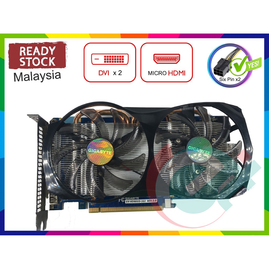 GIGABYTE GTX560 GV-N56GUD-1GI 1GB DDR5 256bit VGA Graphic Display Card ...