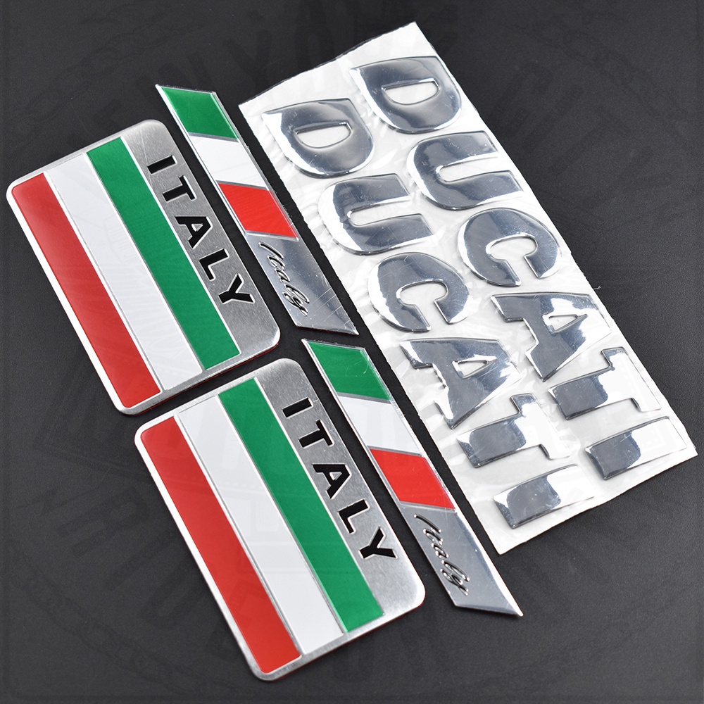 Combination 4Pcs 3D Italian Aluminum Alloy Metal Flag Logo Sticker + 3D ...