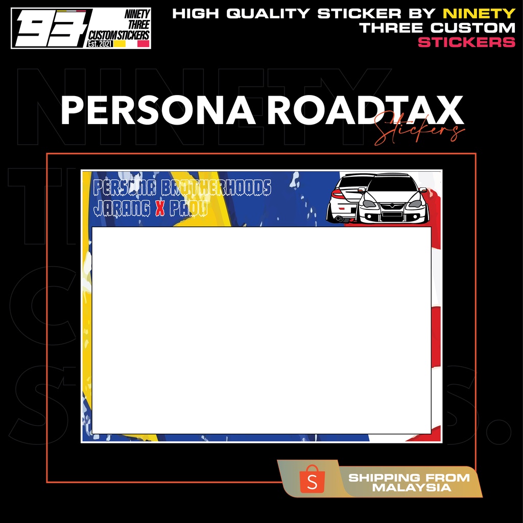 PROTON PERSONA CUSTOM ROADTAX STICKERS | Shopee Malaysia