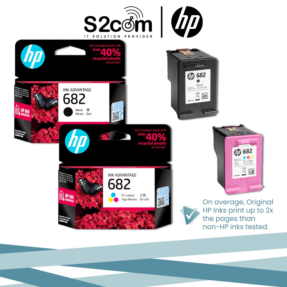 HP 682 Black & Tri-Color Original Ink Advantage Cartridge | Shopee Malaysia