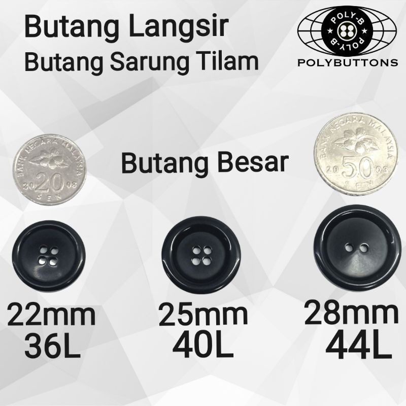 POLYBUTTONS Butang Baju Kot Coat Button Butang Chef Butang Besar Butang ...