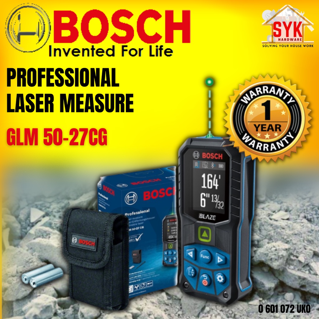 SYK BOSCH GLM50-27CG Professional Laser Measure With Green Laser Technology Pengukuran Jarak ...