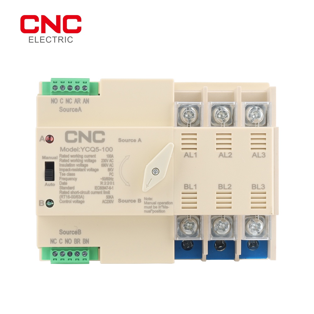 CNC YCQ5-100 3P 220V Din Rail Mini ATS Photovolatic Power Automatic ...