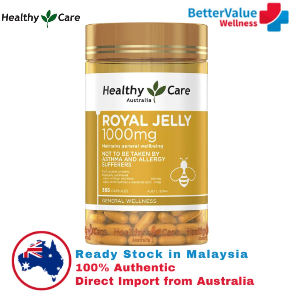 [100% AUTHENTIC] HEALTHY CARE Royal Jelly 1000 (365 capsules) | Shopee ...