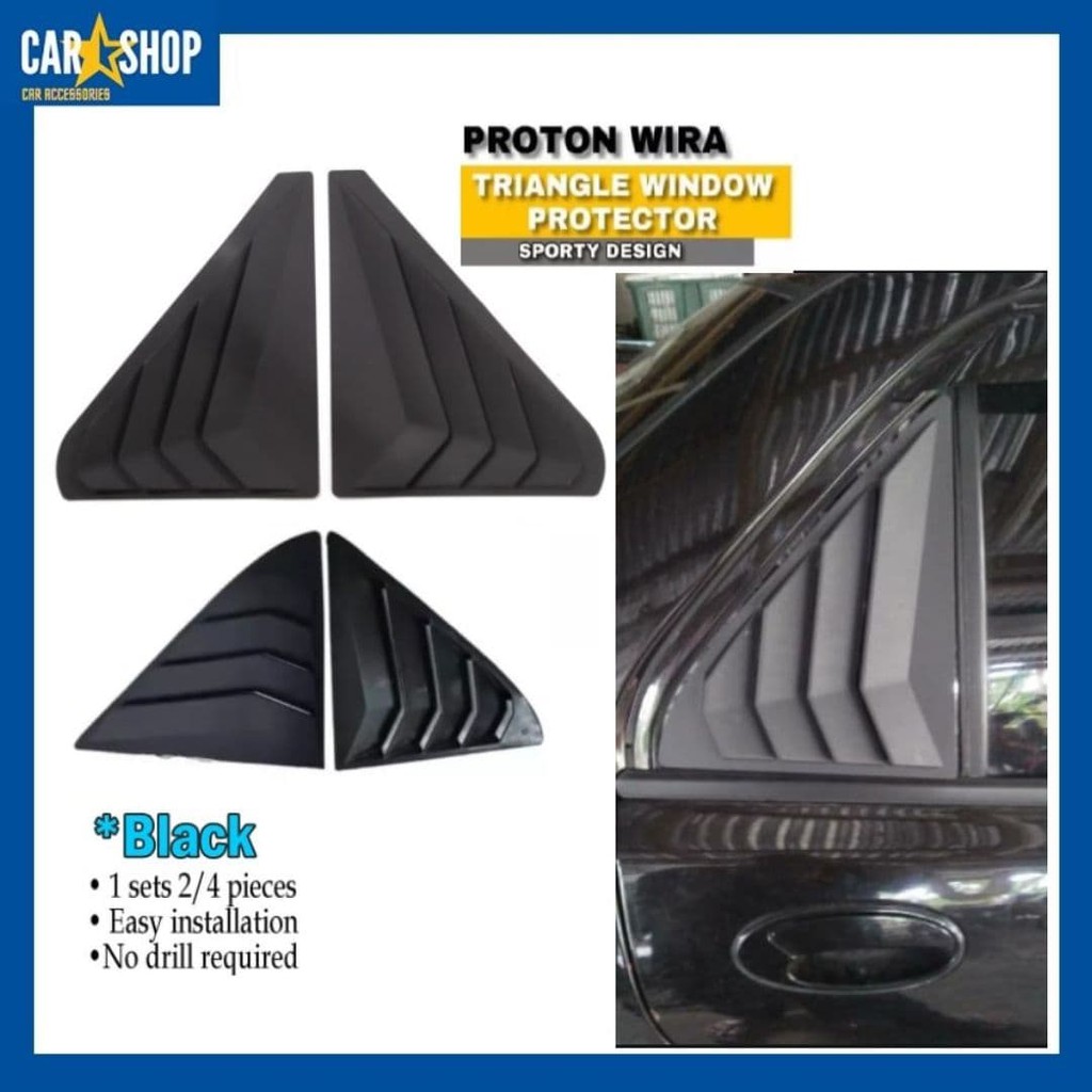 Proton Wira Rear Window Side Louver Cover-Black | Shopee Malaysia