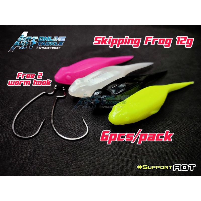Skipping Frog 6ekor 1 peket 2 mata kail free (Floating) Soft Frog ...