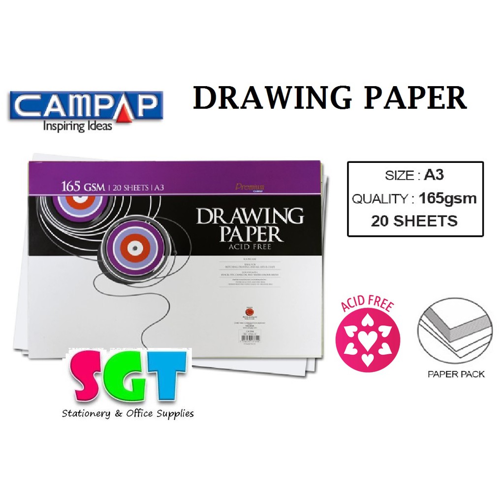 PREMIUM CAMPAP A3 Drawing Paper 165gsm (20's / pack) | Shopee Malaysia