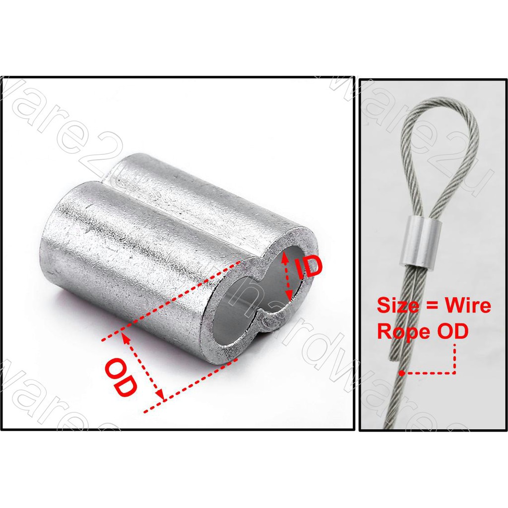 Wire Rope Aluminum Duplex Oval Swage Sleeve Ferrules (RADS) (10Pcs) | Shopee Malaysia