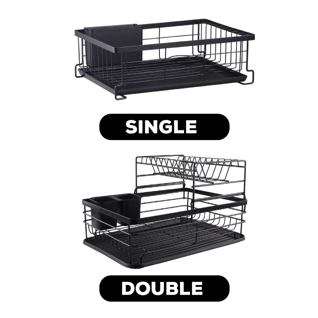 UDC 🍟 Japanese Style Minimalist Double Layer Dish Rack Dish Drainer ...