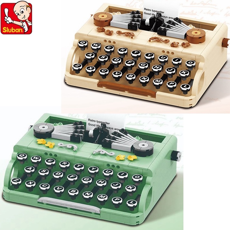creative retro typewriter Building Blocks Model Home Decoration DIY ...