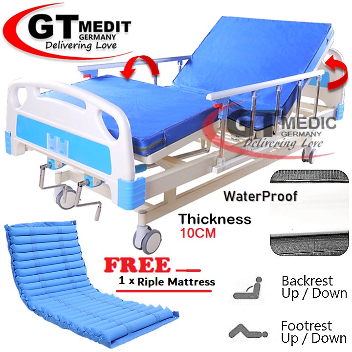 Double Crank 2 Turn Function Medical Home Care Hospital Nursing Bed ...