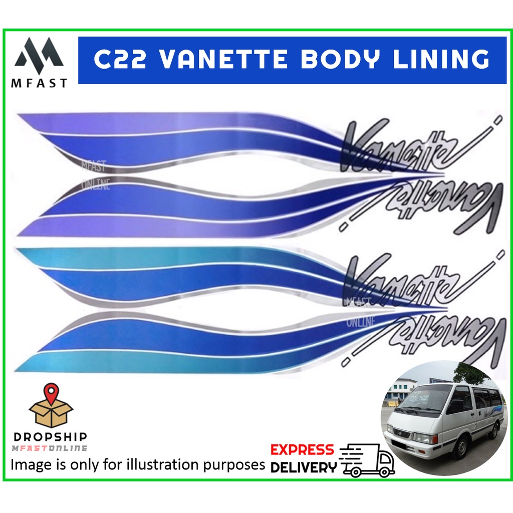 SIDE BODY LINING FOR NISSAN VANETTE C22 ORIGINAL BODY STICKER - BLUE ...