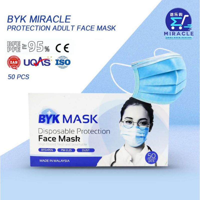 BYK 3Plys Mask (50pieces) | Shopee Malaysia