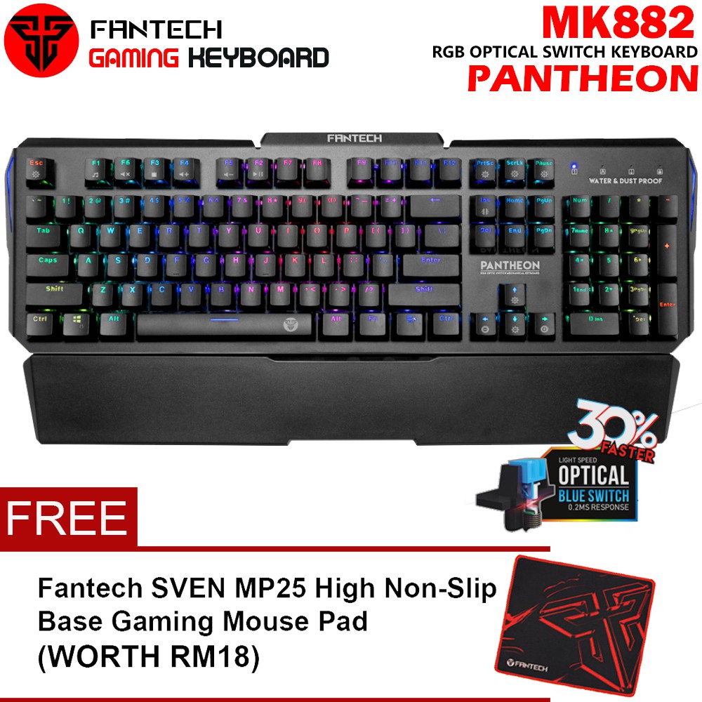 Fantech MK882 MECHANICAL Optical Blue Switch Professional Gaming RGB ...