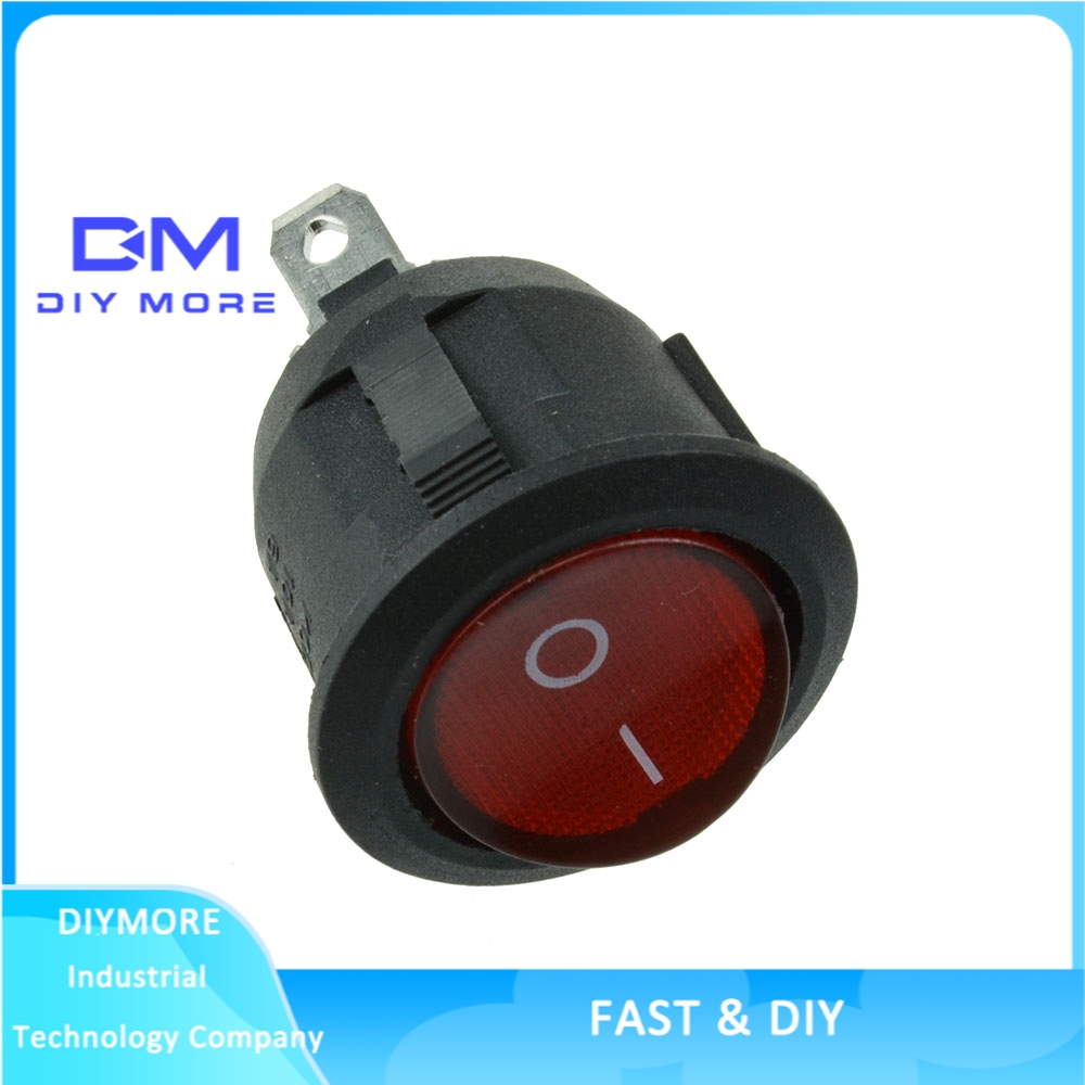 Mini 3Pin Pins Round Push Button Switch On-Off SPDT Rocker Switch Red ...