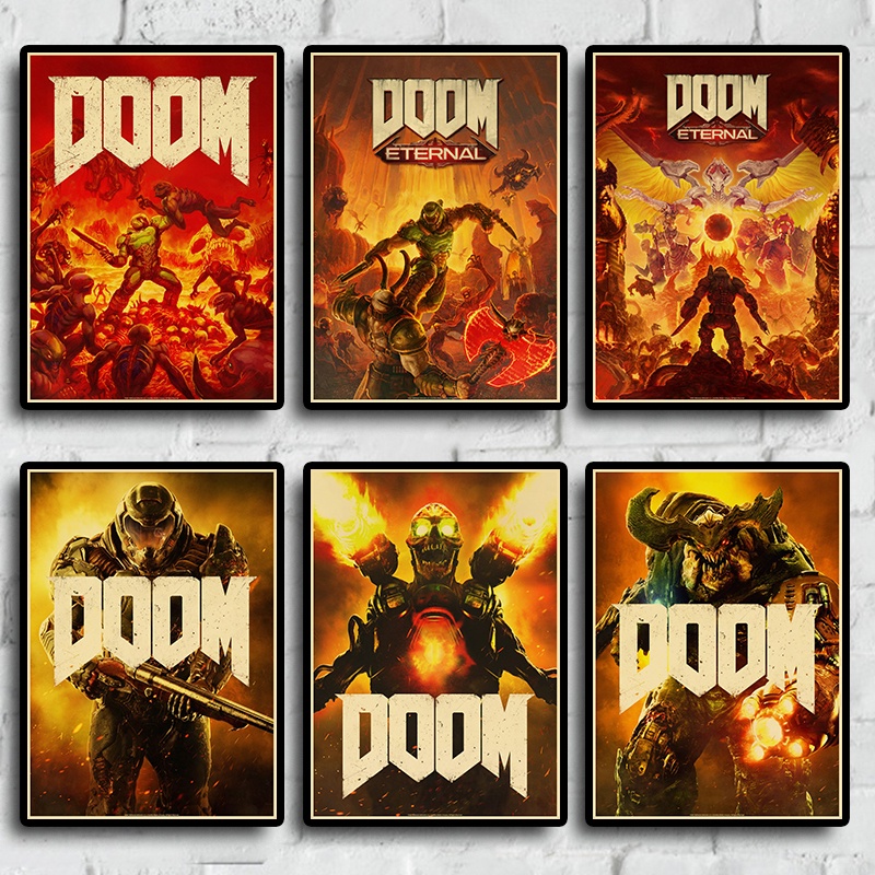 Shooting Game Doom Posters Logo Prints Painting Art kraft paper Wall ...