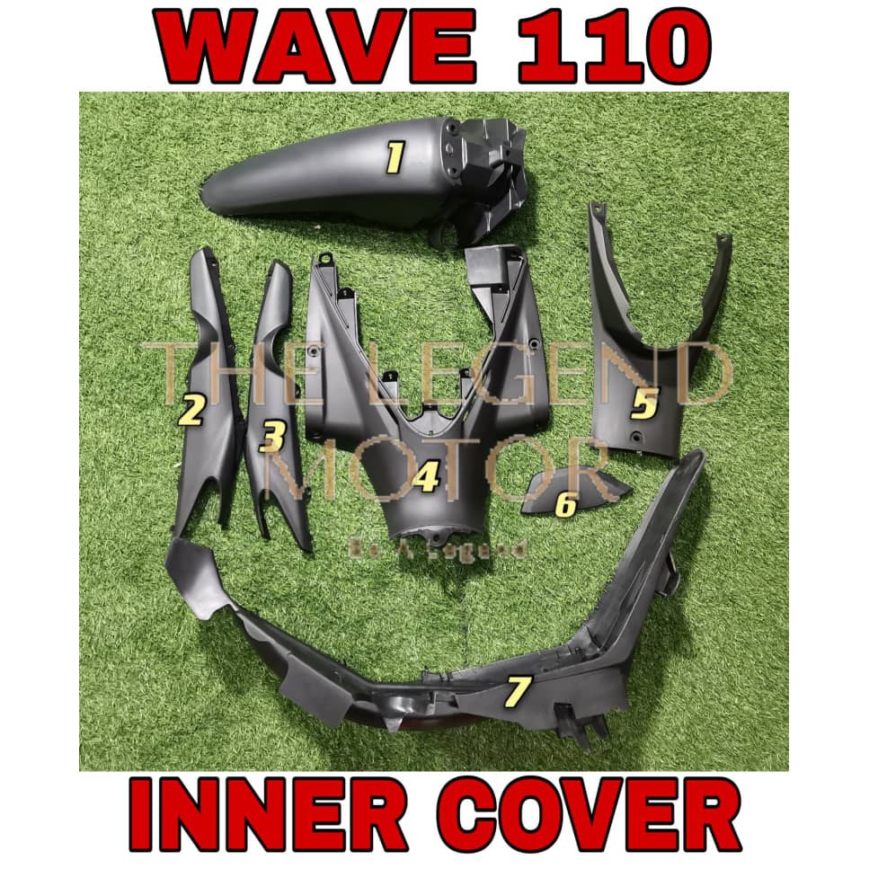 HONDA WAVE 110 WAVE110 Cover Inner Set KAVER HITAM CAVER Coverset cover meter centre rear fender ...