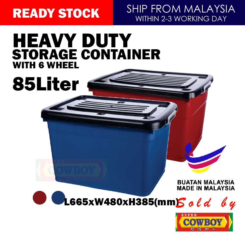 (85L) 3388 Kibiware Heavy Duty Storage Container Box With Wheels/Kotak ...