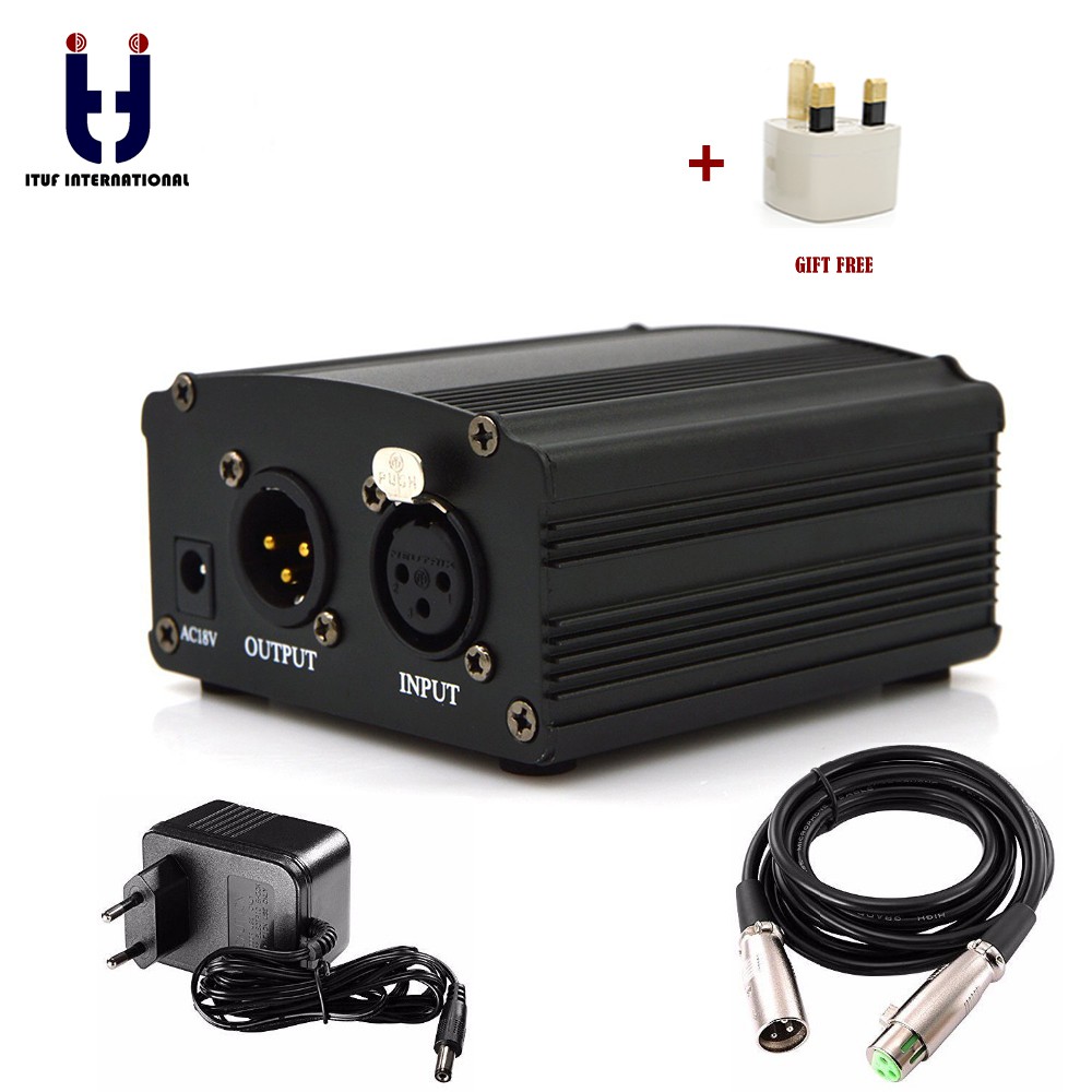 48V phantom microphone power supply w/ professional microphone adapter ...