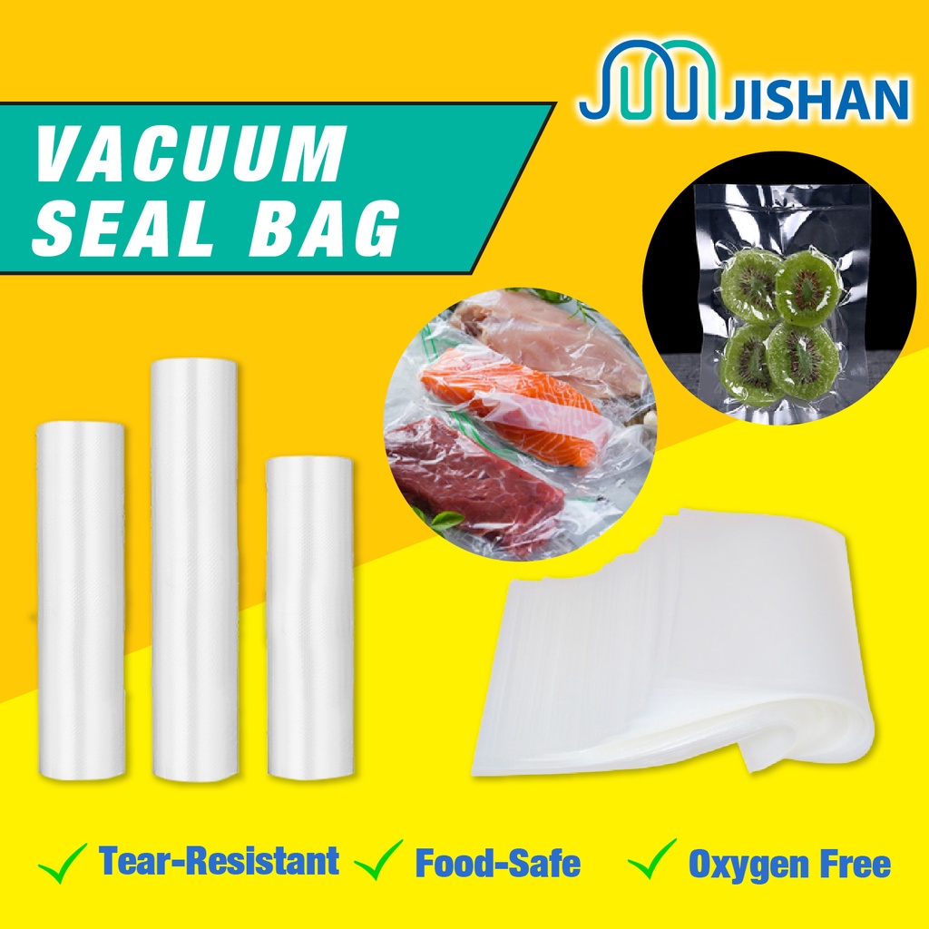 [5m&100pcs] Plastic Vacuum Sealer Bag Roll/Packing Food Saver Storage ...