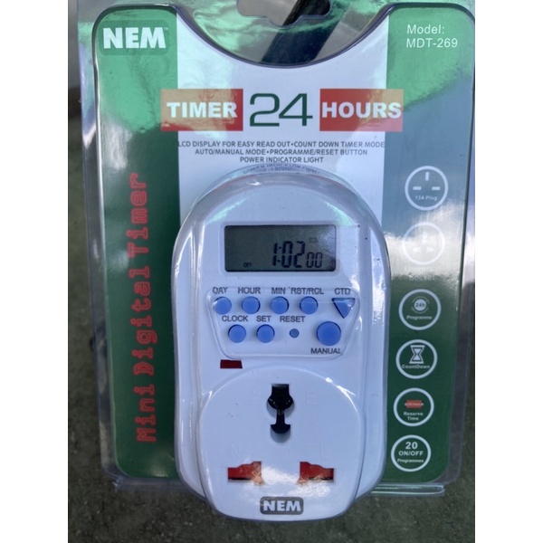 DIGITAL TIMER 24 hours (20 programmes On/Off) | Shopee Malaysia