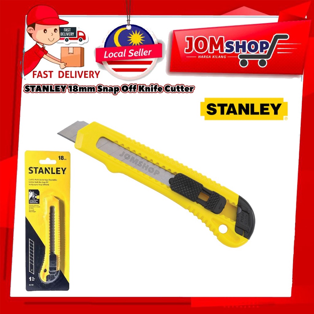 Original STANLEY Quick Point Cutter Knife 18mm ; Pisau Tolak ; Utility ...