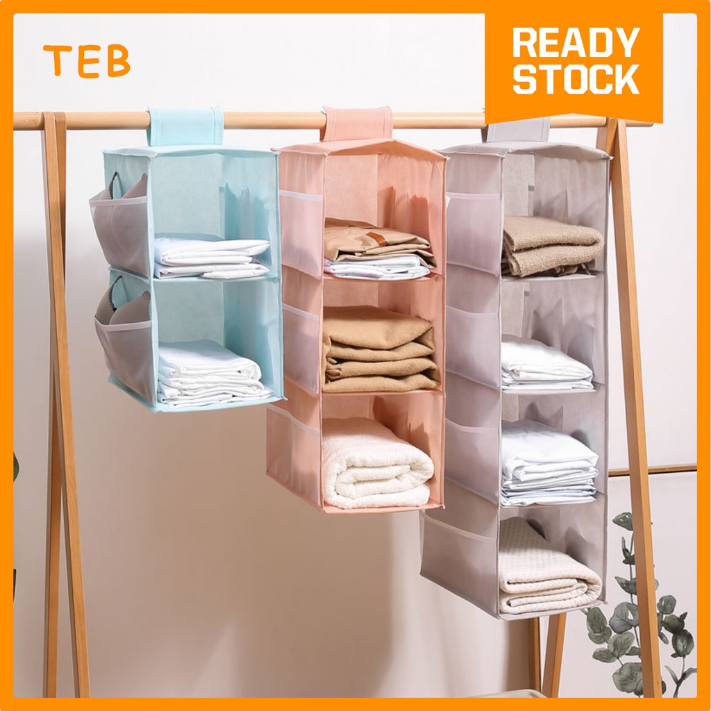 2/3/4 Layer Hanging Clothes Organizer Bra Rack Wardrobe Storage ...