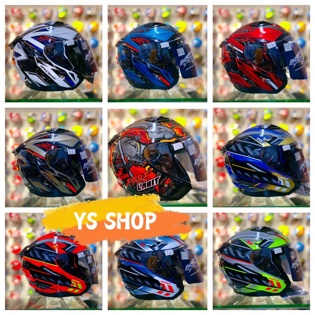 Gracshaw Gennex G535 Blazing & Kaisar 💯ORIGINAL!!!Helmet Open Face🔥 🎁 ...