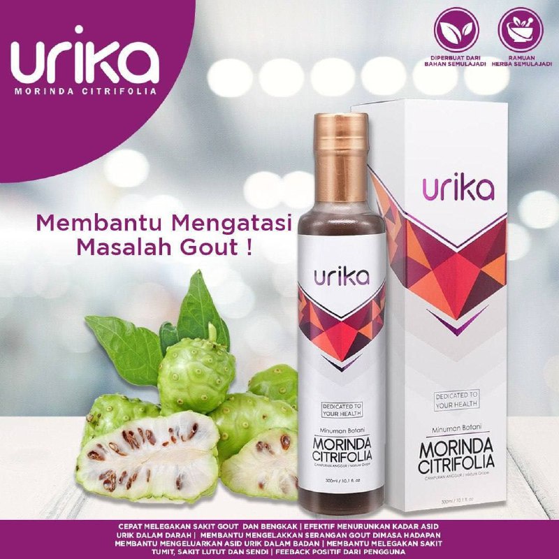 Urika Morinda Citrifolia Jus 30ml Ubat Penawar Gout, Sakit Sendi ...