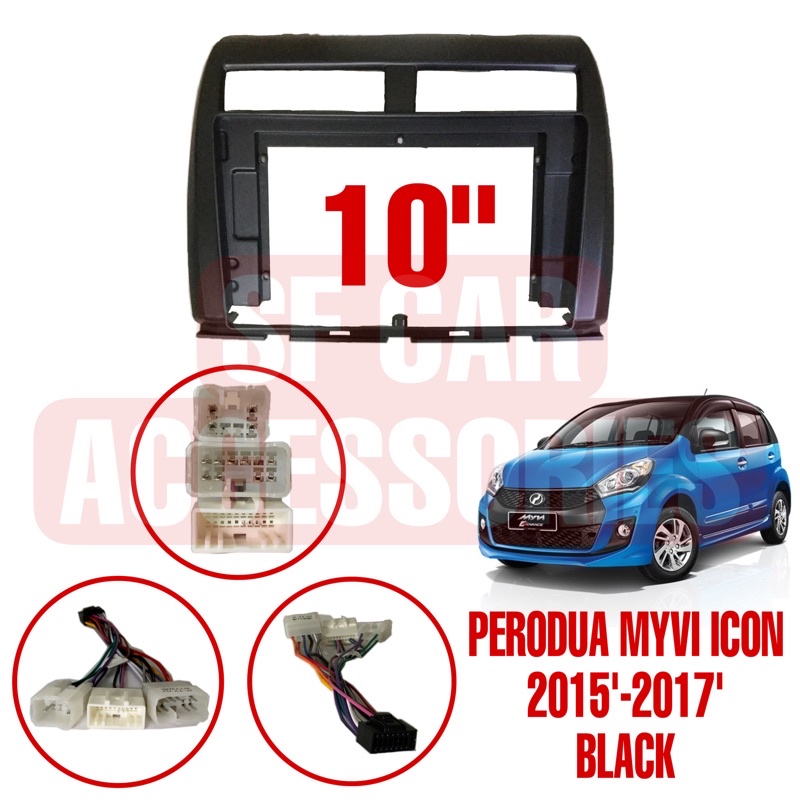9"/10” Inch Android Player Casing Perodua Myvi Icon Black/Silver 2015 ...