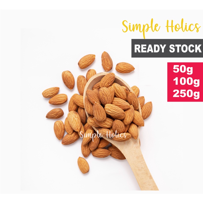 50g Whole Almonds (Small) USA (Raw) Nuts / Badam Mentah / 杏仁 100g ...