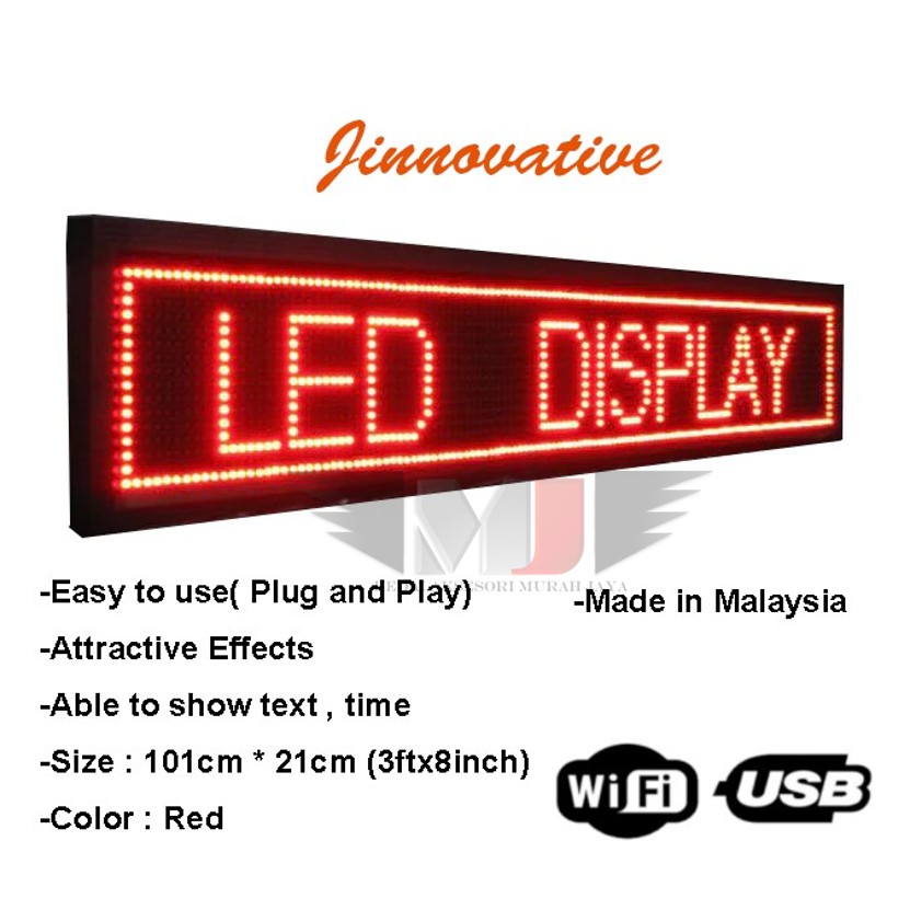 (NJ) 100% ori P10 LED DISPLAY SIGN BOARD Running Message Display 101cm(W) x 21cm(H) | Shopee ...