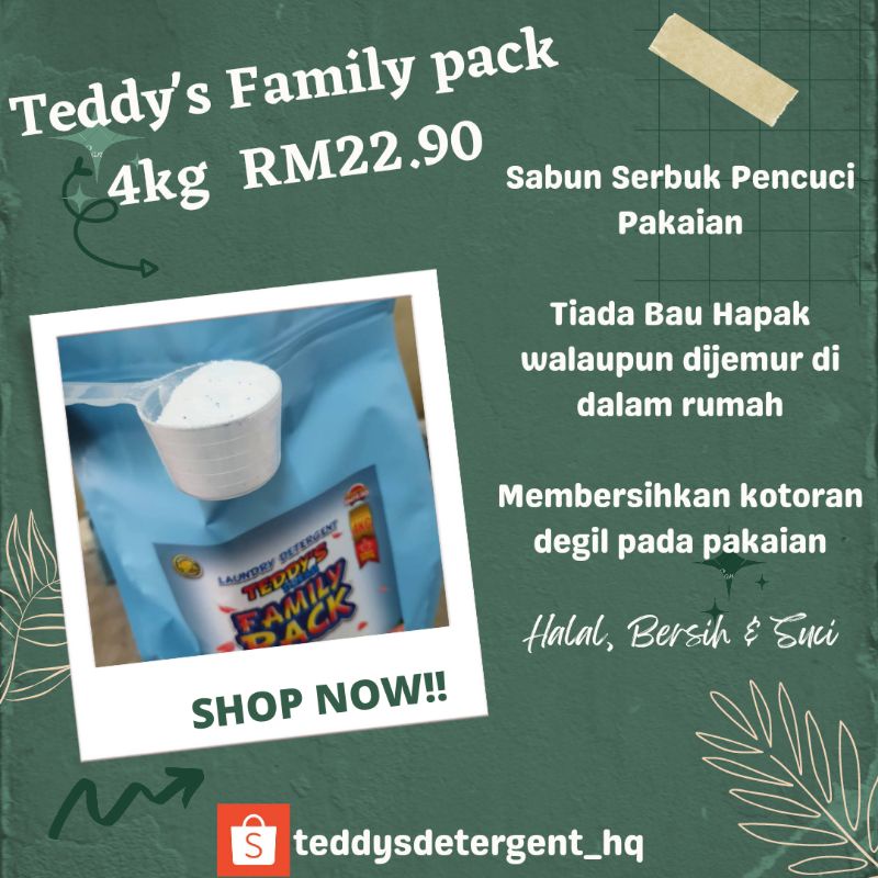 Sabun Serbuk Teddy's Dreams Family Pack 4kg /Laundry Detergent/Powder ...