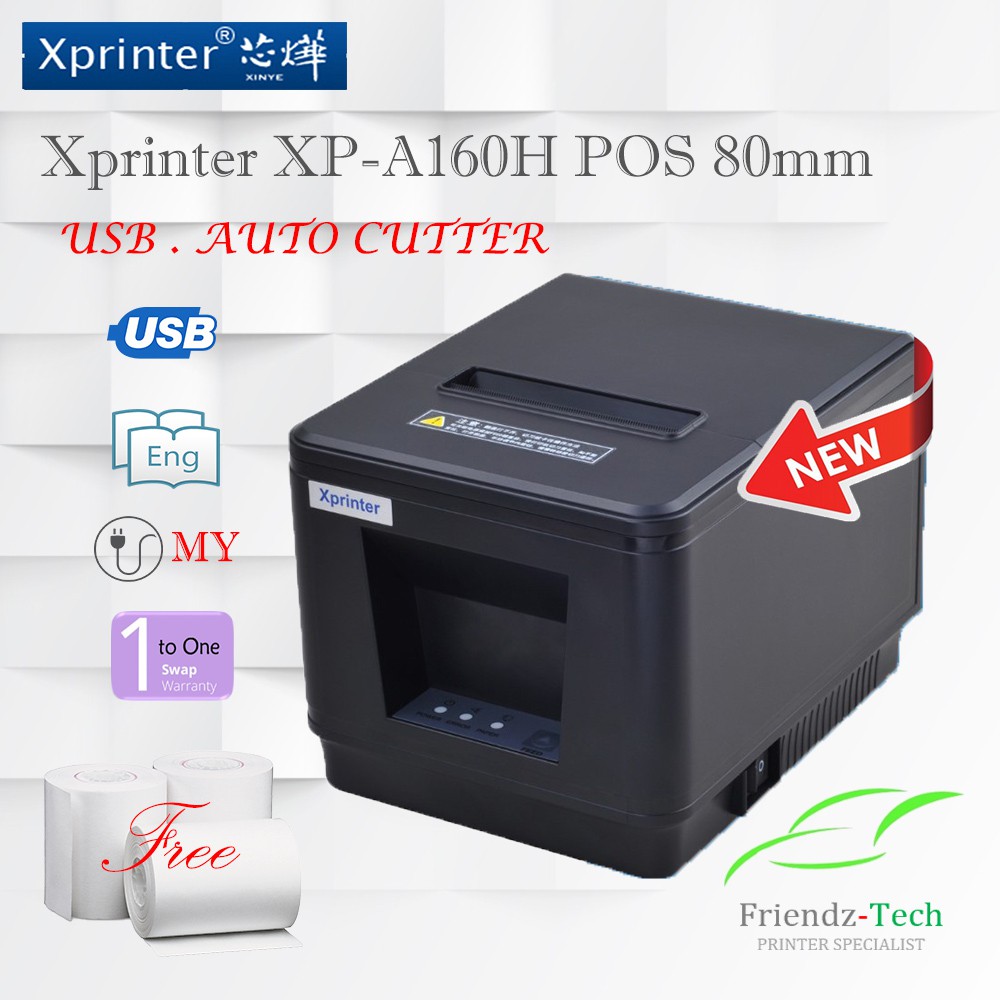 XPrinter XP-A160H POS 80mm Thermal Receipt Printer (USB Port)-Free ...