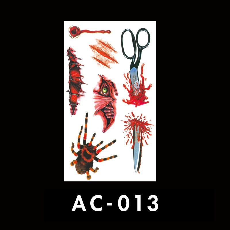 1 Sheet Halloween Tattoo Sticker Horror Realistic Stitched Wound Scar ...