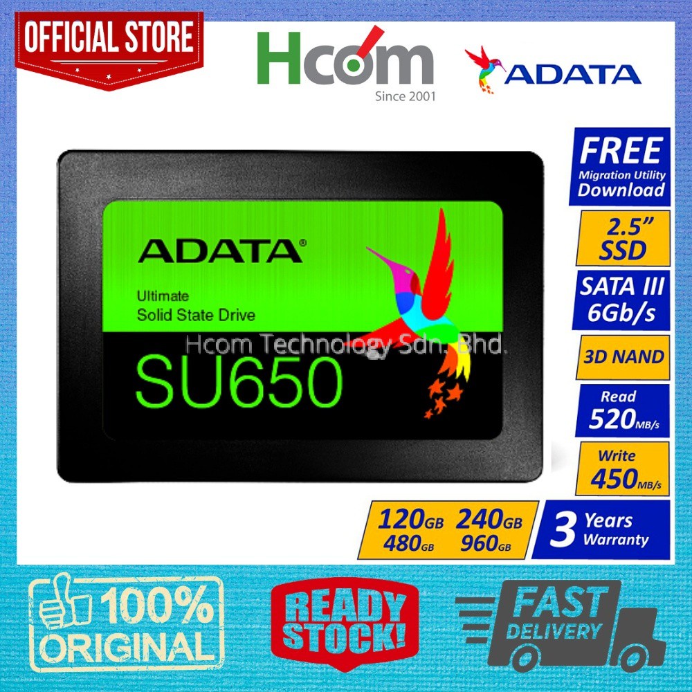 ADATA SSD SU650 SATA 120GB 240GB 480GB (2.5") | Shopee Malaysia
