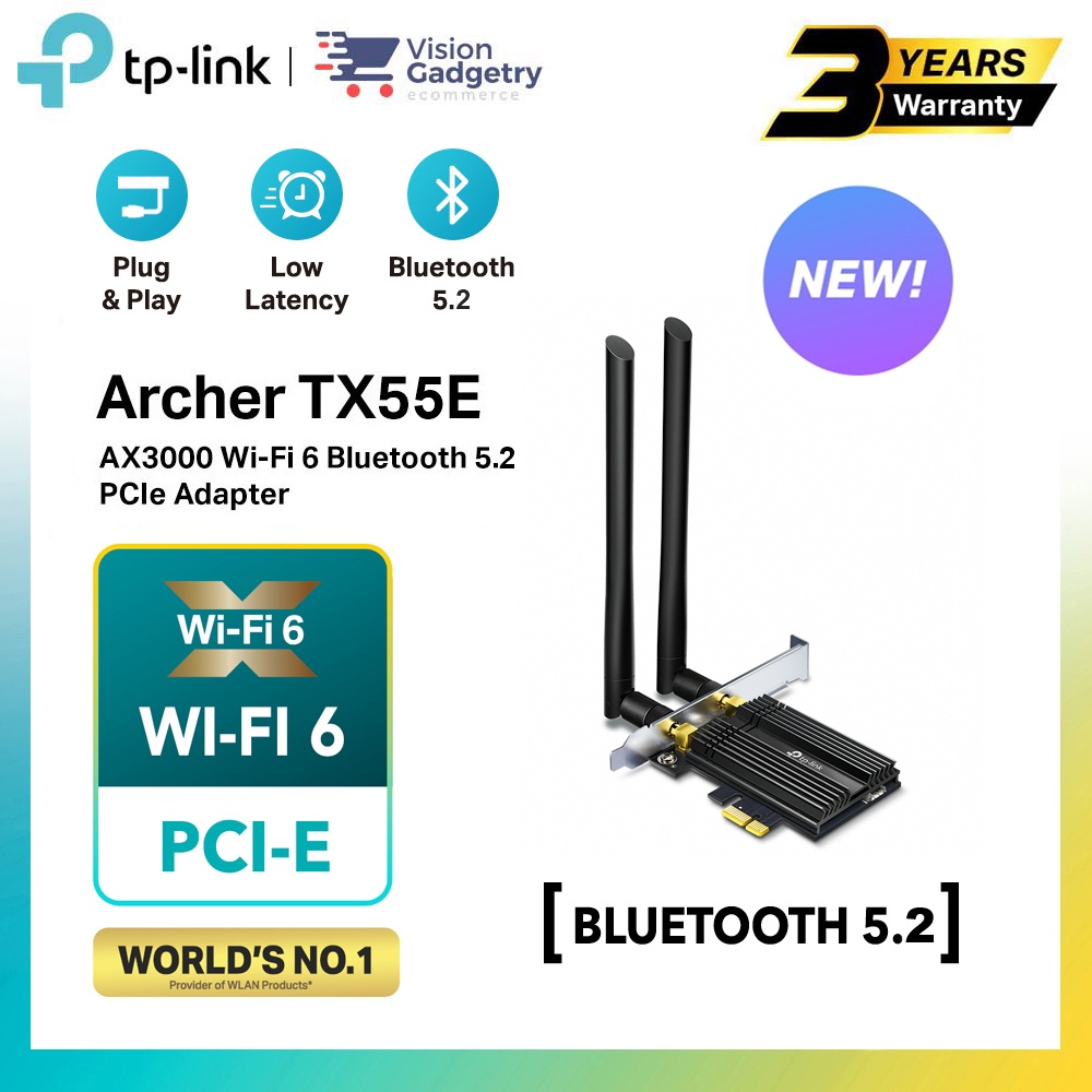 TP-Link Archer TX55E AX3000 Wi-Fi 6 Wireless Bluetooth 5.2 Dual Band ...