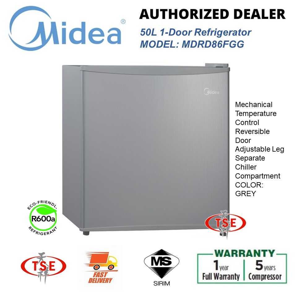 Midea MDRD86FGG Mini Bar Refrigerator Gross Capacity 50L Colour~Grey ...