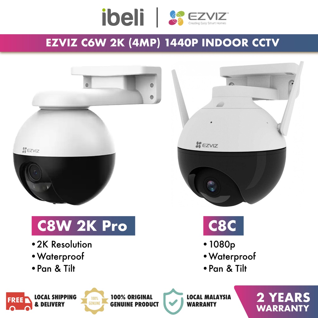 EZVIZ C8W Pro 2K / C8C 1080P (4mm/6mm) Pan & Tilt WiFi H.265 Outdoor ...