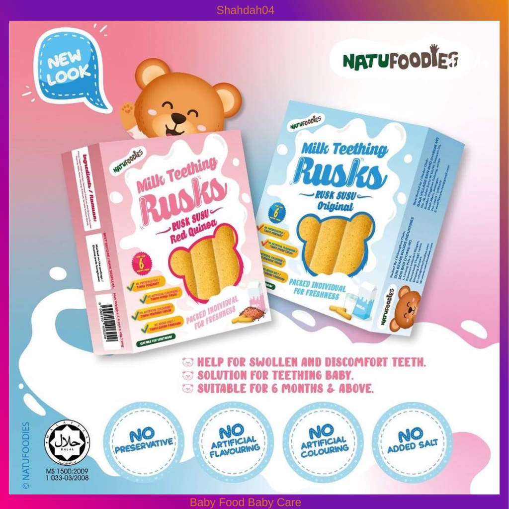 NATUFOODIES RUSK SUSU / MILK TEETHING RUSKS - ORIGINAL & RED QUINOA (6M ...