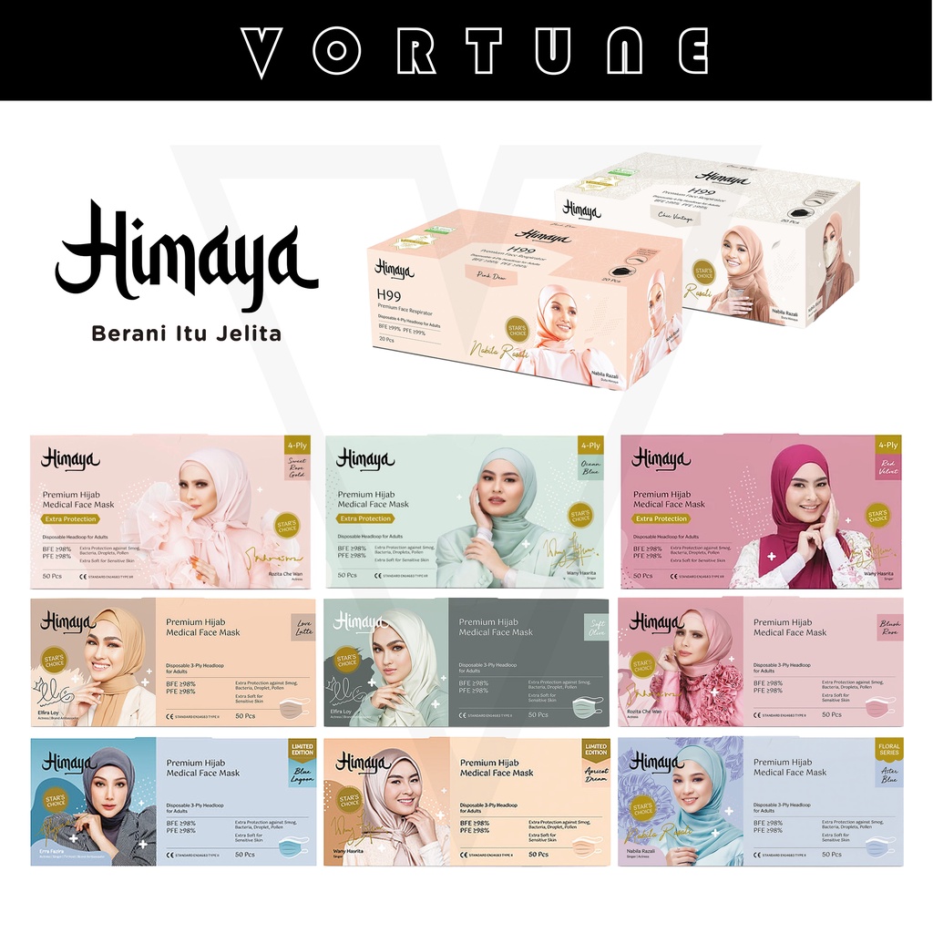 🧕🏻HIMAYA HeadLoop Hijab Mask 3 Ply / 4 Ply / H99 Premium Head Loop ...