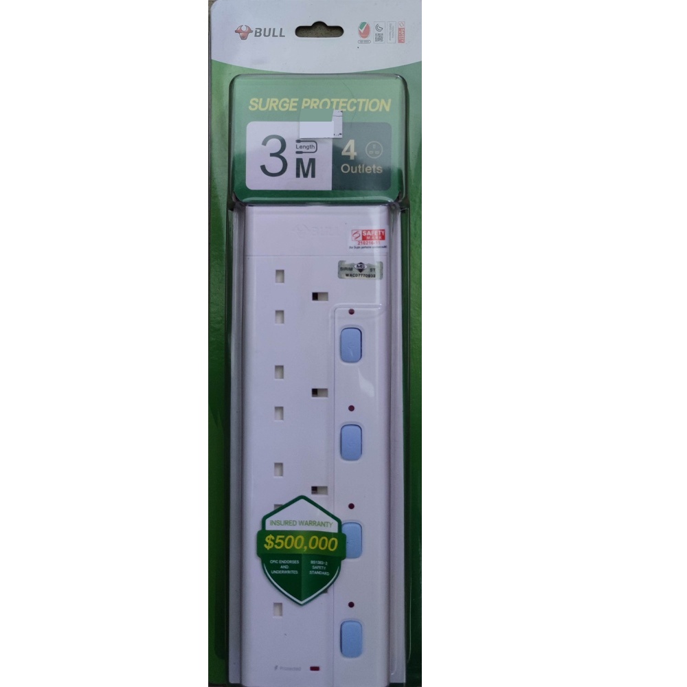 GONGNIU / BULL HEAVY DUTY 3000W SAFETY TRAILING SOCKET 13A PLUG SOCKET (FIRE RESISTANT) SIRIM ...