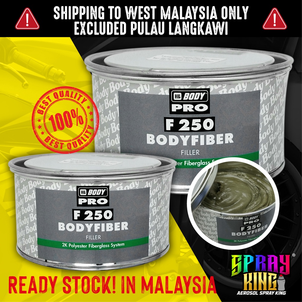 HB Body F250 Body Fiber Glass + Hardener 2K Polyester Filler Fill Car Surface Car Motor Care ...