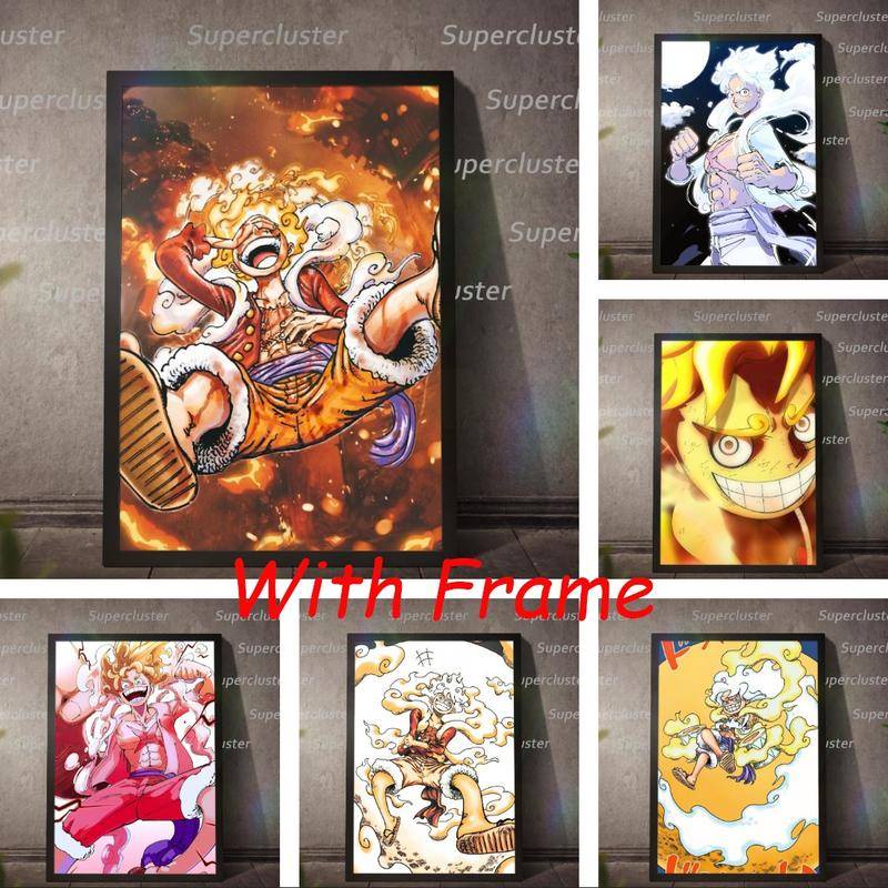 One Piece Anime Canvas Painting with Frame Gear 5 Nika Luffy main ...