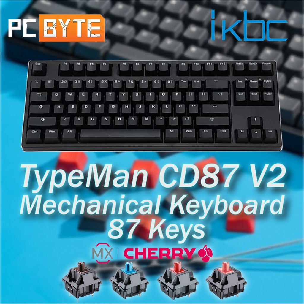 IKBC TypeMan CD87 V2 TKL Mechanical Keyboard Black PBT Keycaps - CherryMx Blue/Brown/Red/Silent ...