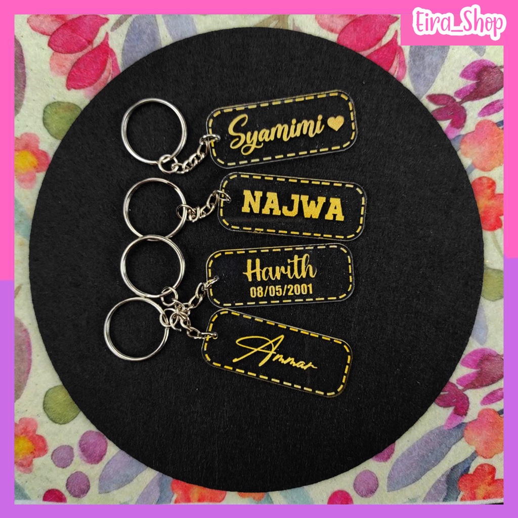 Keychain Nama Engraving Transparent with Gold Colour | Shopee Malaysia